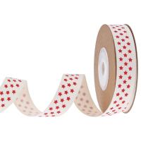 China 15mm*3y Christmas Gift Ribbon Printed White Cotton Ribbon For Presents for sale