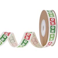China 15mm*3y Christmas Gift Ribbon Printed White Cotton Ribbon For Presents for sale