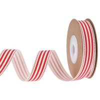 China 15mm*3y Christmas Gift Ribbon Printed White Cotton Ribbon For Presents for sale