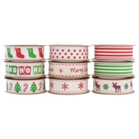 China 15mm*3y Christmas Gift Ribbon Printed White Cotton Ribbon For Presents for sale