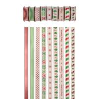 China 15mm*3y Christmas Gift Ribbon Printed White Cotton Ribbon For Presents for sale