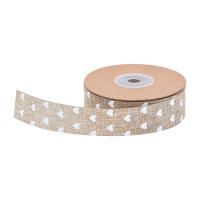 China 25mm*10y Printed Burlap Ribbon Custom Printed Ribbon By The Yard for sale
