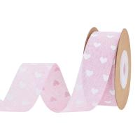 China 25mm*10y Printed Burlap Ribbon Custom Printed Ribbon By The Yard for sale