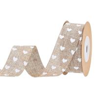 China 25mm*10y Printed Burlap Ribbon Custom Printed Ribbon By The Yard for sale