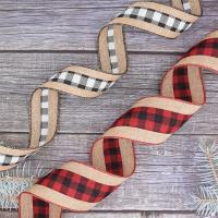 China 10y Length Lattice Burlap Ribbon Biodegradable Bulk Burlap Ribbon for sale
