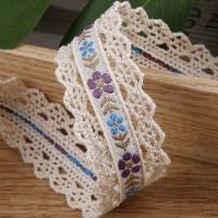 China 2.5cm Lace Edged Flroal Jacquard Ribbon Gift Packing Polyester Ribbon For Packaging for sale