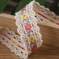 China 2.5cm Lace Edged Flroal Jacquard Ribbon Gift Packing Polyester Ribbon For Packaging for sale