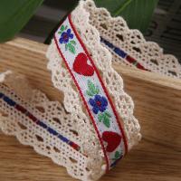 China 2.5cm Lace Edged Flroal Jacquard Ribbon Gift Packing Polyester Ribbon For Packaging for sale