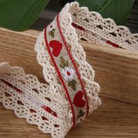China 2.5cm Lace Edged Flroal Jacquard Ribbon Gift Packing Polyester Ribbon For Packaging for sale