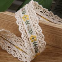 China 2.5cm Lace Edged Flroal Jacquard Ribbon Gift Packing Polyester Ribbon For Packaging for sale