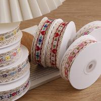 China 2.5cm Lace Edged Flroal Jacquard Ribbon Gift Packing Polyester Ribbon For Packaging for sale