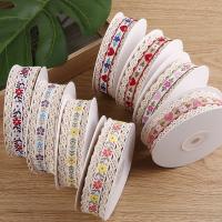 China 2.5cm Lace Edged Flroal Jacquard Ribbon Gift Packing Polyester Ribbon For Packaging for sale