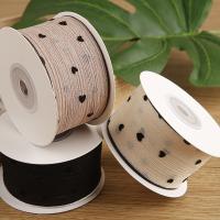 China 3 Colors Striped Ribbon 40mm Heart Printed Polyester Ribbon OEM Eco Friendly for sale