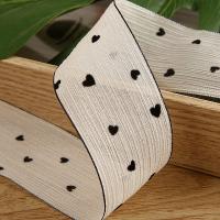 China 3 Colors Striped Ribbon 40mm Heart Printed Polyester Ribbon OEM Eco Friendly for sale