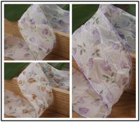 China 40mm 50mm Organza Ribbon With Floral Printed Polyester Ribbon OEM Eco Friendly for sale