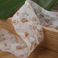 China 40mm 50mm Organza Ribbon With Floral Printed Polyester Ribbon OEM Eco Friendly for sale