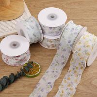 China 40mm 50mm Organza Ribbon With Floral Printed Polyester Ribbon OEM Eco Friendly for sale