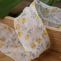 China 40mm 50mm Organza Ribbon With Floral Printed Polyester Ribbon OEM Eco Friendly for sale