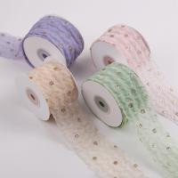 China 50mm Organza Ribbon With Dot Pattern Gold Foil Printed Polyester Organza Ribbon OEM Eco Friendly for sale