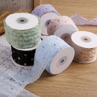 China 50mm Organza Ribbon With Dot Pattern Gold Foil Printed Polyester Organza Ribbon OEM Eco Friendly for sale