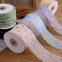 China 50mm Organza Ribbon With Dot Pattern Gold Foil Printed Polyester Organza Ribbon OEM Eco Friendly for sale