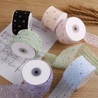 China 50mm Organza Ribbon With Dot Pattern Gold Foil Printed Polyester Organza Ribbon OEM Eco Friendly for sale