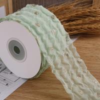 China 50mm Organza Ribbon With Dot Pattern Gold Foil Printed Polyester Organza Ribbon OEM Eco Friendly for sale