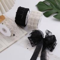 China 50mm Shinny Polyester Mesh Ribbon With Floral Jacquard Ribbon for sale