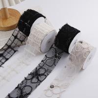 China 50mm Shinny Polyester Mesh Ribbon With Floral Jacquard Ribbon for sale