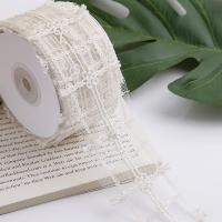 China 50mm Shinny Polyester Mesh Ribbon With Floral Jacquard Ribbon for sale