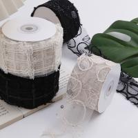 China 50mm Shinny Polyester Mesh Ribbon With Floral Jacquard Ribbon for sale