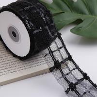 China 50mm Shinny Polyester Mesh Ribbon With Floral Jacquard Ribbon for sale