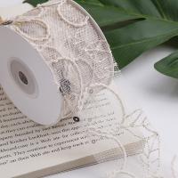 China 50mm Shinny Polyester Mesh Ribbon With Floral Jacquard Ribbon for sale