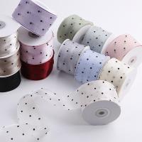 China 25mm-50mm Organza Ribbon With Dot Pattern Printed Polyester Organza Ribbon OEM Eco Friendly for sale