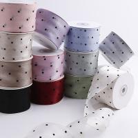 China 25mm-50mm Organza Ribbon With Dot Pattern Printed Polyester Organza Ribbon OEM Eco Friendly for sale