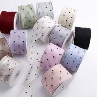 China 25mm-50mm Organza Ribbon With Dot Pattern Printed Polyester Organza Ribbon OEM Eco Friendly for sale
