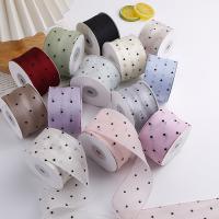 China 25mm-50mm Organza Ribbon With Dot Pattern Printed Polyester Organza Ribbon OEM Eco Friendly for sale