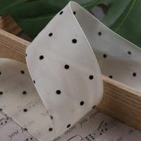 China 25mm-50mm Organza Ribbon With Dot Pattern Printed Polyester Organza Ribbon OEM Eco Friendly for sale
