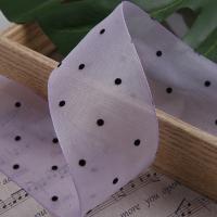 China 25mm-50mm Organza Ribbon With Dot Pattern Printed Polyester Organza Ribbon OEM Eco Friendly for sale
