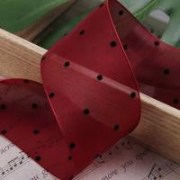 China 25mm-50mm Organza Ribbon With Dot Pattern Printed Polyester Organza Ribbon OEM Eco Friendly for sale