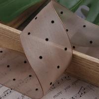 China 25mm-50mm Organza Ribbon With Dot Pattern Printed Polyester Organza Ribbon OEM Eco Friendly for sale