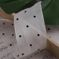 China 25mm-50mm Organza Ribbon With Dot Pattern Printed Polyester Organza Ribbon OEM Eco Friendly for sale