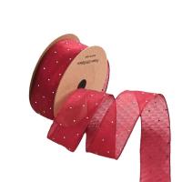 China 4cm*18m Shinny Diamond Polyester Organza Ribbon High Quality Gift Ribbon for sale
