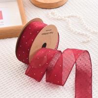 China 4cm*18m Shinny Diamond Polyester Organza Ribbon High Quality Gift Ribbon for sale