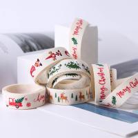 China 16mm x 100yd Merry Christmas Printed Cotton Ribbon - Customizable Gift Wrap & Decoration Material for sale