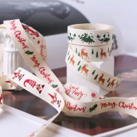 China 16mm x 100yd Merry Christmas Printed Cotton Ribbon - Customizable Gift Wrap & Decoration Material for sale