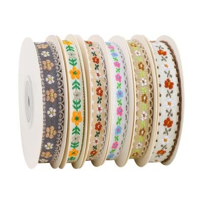 China 15mm x 50 Yard Pastoral Floral Cotton Ribbon for Baking Cake Decoration and Gift Packaging - ISO Certified for sale