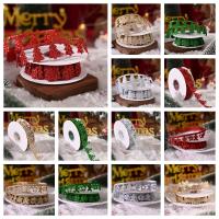China 3cm*5y Ultrasonic Chritsmas Ribbon For Gift Packing And Garment Accessories for sale