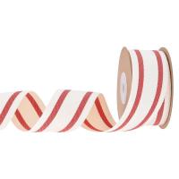 China 10mm-38mm*10y Black And Red Striped Cotton Ribbon For Gift Packing And Garment Accessories for sale