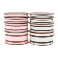 China 10mm-38mm*10y Black And Red Striped Cotton Ribbon For Gift Packing And Garment Accessories for sale